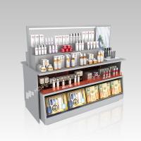 China Skincare Store Promotion Display Rack Multi-layer Wooden Beauty Store Stand With Light Strips For Cosmetic Shop Decoration for sale