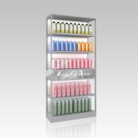 China Gray Iron&Wooden Skincare Store Rack Cleaning Products Cabinet With Light Strips For Retail Store Design And Cosmetic Store Display for sale