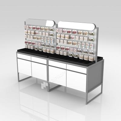 China Makeup Store Display Cabinet Small Jewelry Island With Mirror For Beauty Store Decoration And Skincare Shop Design for sale