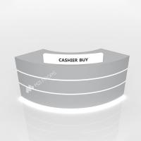 China Cosmetic Checkout Counter Grey Curved Cashier With Light Strips For Beauty Store Design And Retail Shop Display Furniture for sale