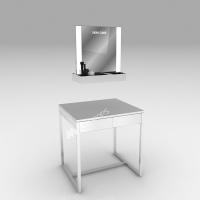 China Grey Experience Desk Makeup Table With Mirror For Cosmetic Store Decoration And Skincare Shop Design for sale