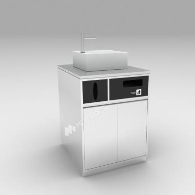 China Grey Washbasin Experience Desk With Handwashing Stand For Skincare Store Display Furniture And Cosmetic Shop Design for sale