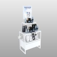China Cosmetic Store Stand White Laminated Display Rack with Light-box for Skincare Shop Decoration and Retail Shop Fitting for sale