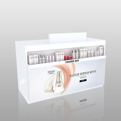 China Customized Skincare Display Cabinet White Wooden Checkout Counter for  Perfume Store Interior Design for sale