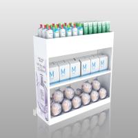 China Customizable Promotion Display Rack Skincare Shop White Wooden Stand For Beauty Store Interior Design for sale