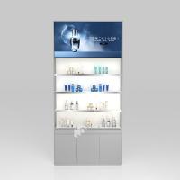 China Cosmetic Display Rack Grey Wooden Display Cabinet With Light Box For Smart Store Rack And Premium Store Shelf for sale