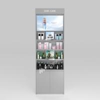 China Grey Wooden Cosmetics Cabinet With Light Box, Used For Cosmetics Retail Stores And Chain Stores To Sell Cosmetics, Perfume And Facial Mask for sale