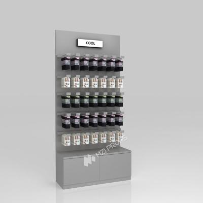China Beauty Store Stand Grey Wooden Laminated Display Cabinet With Light Box For Premium Store Counter And Cost-Effective Shop Showcase for sale