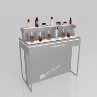 China Display Table Grey Wooden Edge Cabinet With Light Strip For Customized Shop Furniture And Smart Shop Table for sale