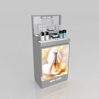 China Display Cabinet Grey Wooden Central Hall Cabinet With Led Lights For Customized Store Design And Branding Shop Design for sale