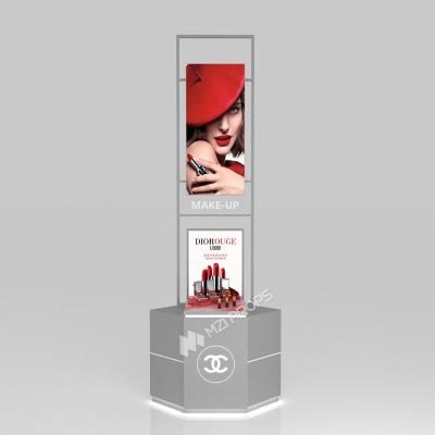 China Display Showcase Grey Wooden Corner Cabinet With Light Box For Space-Saving Shop Display And Luxury Store Counter for sale