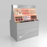 China Display Cabinet Grey Wooden Makeup Island For Visual Merchandising Store Design And Luxury Store Counter for sale