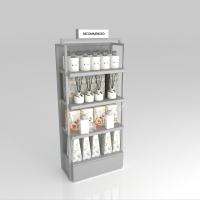 China Store Showcase Grey Wooden Showcase Cabinet With Light Box For Compact Store Counter And Premium Display Rack for sale