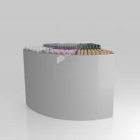 China Retail Shop Display Grey Wooden Sample Island For Space-Saving Store Table And Premium Display Table for sale
