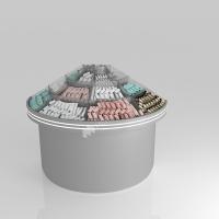 China Retail Store Decoration Grey Wooden Sample Island For Space-Saving Shop Cabinet And Cost-Effective Store Shelf for sale