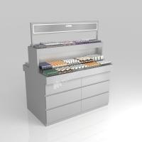 China Retail Store Display Grey Wooden Sample Island For Space-Saving Store Rack And Premium Display Rack for sale