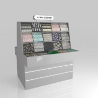 China Retail Shop Furniture Grey Wooden Sample Island For Space-Saving Store Showcase And Premium Display Showcase for sale
