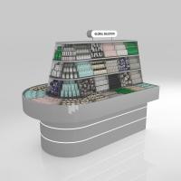 China Retail Shop Fitting Grey Wooden Sample Island For Space-Saving Store Stand And Premium Display Stand for sale
