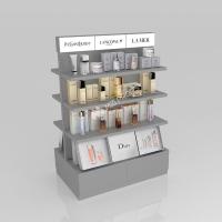 China Retail Store Furniture Grey Wooden Island Cabinet For Multi-Functional Store Counter And Luxury Store Interior Design for sale