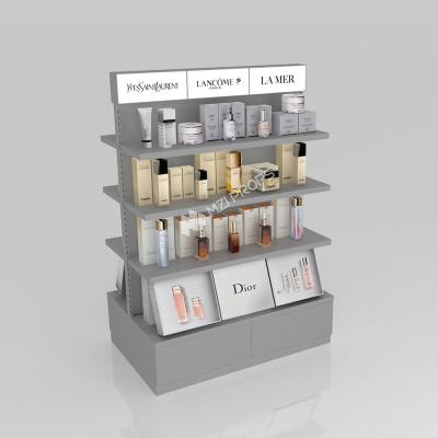 China Retail Store Furniture Grey Wooden Island Cabinet For Multi-Functional Store Counter And Luxury Store Interior Design for sale
