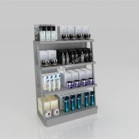 China Retail Display Shelf Grey Wooden Island Cabinet For Multi-Functional Store Shelf And Luxury Store Design for sale