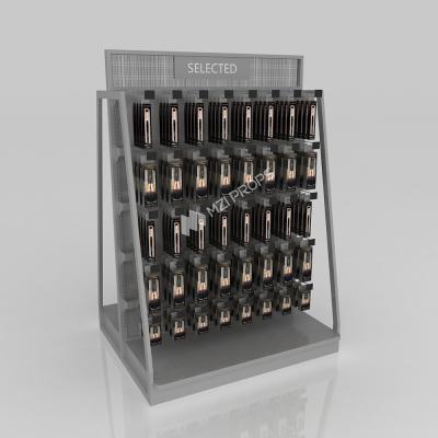 China Retail Display Cabinet Grey Wooden Island Cabinet For Smart Store Cabinet And Premium Shop Interior Design for sale
