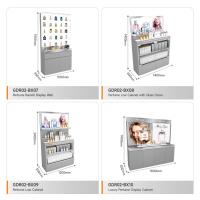 China Retail Store Showcase Grey Wooden Counter With Light Box For Space-Saving Store Stand And Premium Display Counter for sale