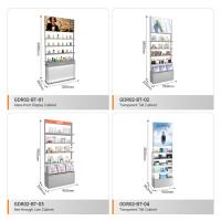 China Cosmetic Display Table Grey Wooden Simple Counter With Light Box For Branded Shop Table And Visual Merchandising Shop Fitting for sale