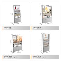 China Perfume Shop Display Grey Wooden Laminated Display Cabinet For Space-Saving Store Showcase And Luxury Shop Cabinet for sale