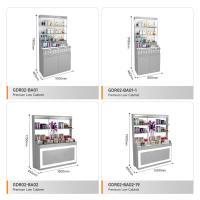 China Makeup Display Rack Grey Wooden Simple Counter For Branding Shop Display And Branding Display Rack for sale