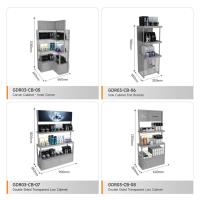 China Store Rack Grey Wooden Corner Cabinet With Led Lights For Multi-Functional Shop Table And Luxury Shop Cabinet for sale