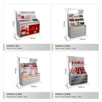 China Display Rack Gray Wooden Makeup With Island Led Light For Customized Shop Interior Design And Branded Display Table for sale