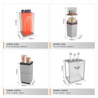 China Display Showcase Grey Wooden Showcase Cabinet For Space-Saving Store Design And Branded Display Shelf for sale