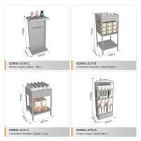 China Display Showcase Grey Wooden Showcase Cabinet For Space-Saving Store Design And Branded Display Shelf for sale