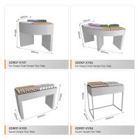 China Retail Display Table Grey Wooden Sample Island For Customized Shop Display And Branding Display Table for sale