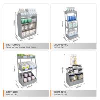 China Retail Display Rack Grey Wooden Island Cabinet For Smart Store Rack Premium Shop Design for sale