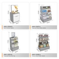 China Retail Store Rack Grey Wooden Island Cabinet For Cost-Effective Shop Rack And Trendy Store Decoration for sale