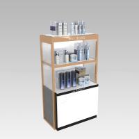 China Makeup Display Cabinet Platinum Wooden Island End For Cosmetic Retail Shop Display Furniture and Perfume Store Fixtures for sale