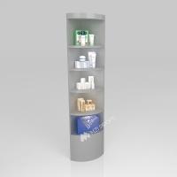 China Cosmetic Display Table Grey Wooden Simple Counter With Light Box For Branded Shop Table And Visual Merchandising Shop Fitting for sale