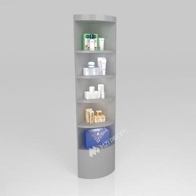 China Cosmetic Display Table Grey Wooden Simple Counter With Light Box For Branded Shop Table And Visual Merchandising Shop Fitting for sale