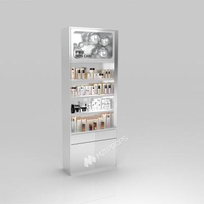 China Perfume Shop Fitting Simple And Stylish Skincare Back Cabinet For Branded Store Shelf And Luxury Display Showcase for sale