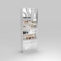 China Skincare Shop Design Simple And Stylish Skincare Back Cabinet For Branded Display Counter And Branding Shop Rack for sale