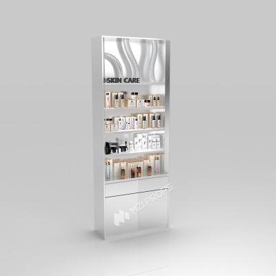 China Skincare Shop Design Simple And Stylish Skincare Back Cabinet For Branded Display Counter And Branding Shop Rack for sale