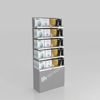 China Skincare Display Cabinet Iron Containing Gray Facial Mask Cabinet For Branding Shop Display And Luxury Store Cabinet for sale