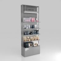 China Makeup Store Table Grey Oiled Wooden Skincare Cabinet With Led Lights For Retail Store Interior Design And Space-Saving Display Counter for sale