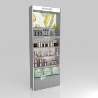 China Makeup Display Showcase Grey Oiled Wooden Board Skincare Back Cabinet With Light Box For  Multi-Functional Shop Stand And Premium Display Cabinet for sale