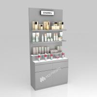 China Retail Store Showcase Grey Wooden Counter With Light Box For Space-Saving Store Stand And Premium Display Counter for sale