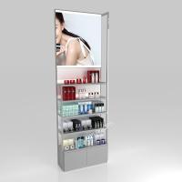 China Cosmetic Display Showcase Grey Wooden Simple Counter With Light Box For Visual Merchandising Shop Decoration And Customized Shop Display for sale