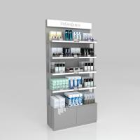 China Perfume Shop Shelf Grey Wooden Counter, Fashionable And Simple With Light Box For Cost-Effective Shop Stand And Multi-Functional Shop Cabinet for sale