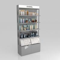China Beauty Shop Cabinet Grey Wooden Counter, Fashionable And Simple With Light Box For Space-Saving Shop Display Furniture And Customized Store Design for sale